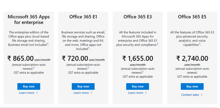 Compare All Microsoft Office 365 Plans and Pricing