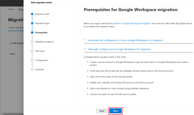 Perform Google Workspace to Microsoft 365 Migration