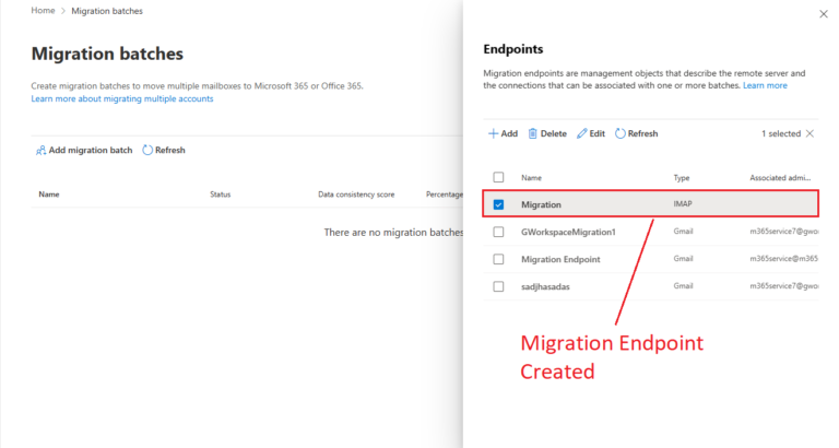 Create or Delete Migration Endpoint in Microsoft 365 (EAC)