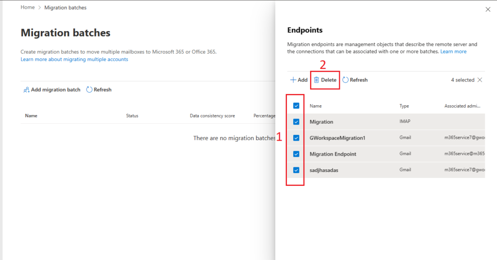 Create or Delete Migration Endpoint in Microsoft 365 (EAC)