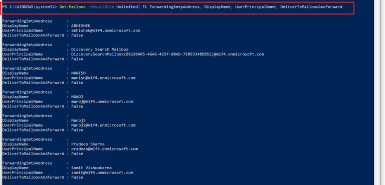 Check Mail Forwarding Status in Microsoft Office 365