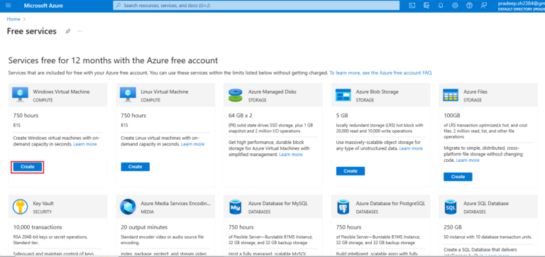 Create Windows Virtual Machine (VM) in Azure for Free