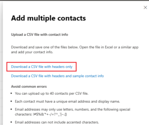 Add Contacts to Microsoft 365 using PowerShell in Bulk